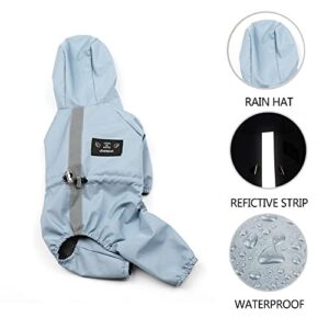 Dog Rain Jacket, Waterproof Dog Raincoat Reflective Puppy Poncho with Hood for Small Medium Dogs