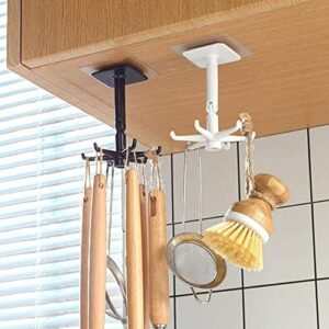 Kitchen Utensil Hanger,360 Degrees Rotated Rack With 6 Hooks, Kitchen Hooks For Organizer Accessories,2 Pack