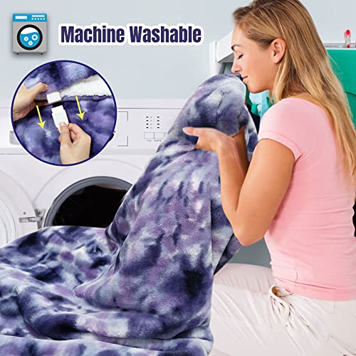 GOQO TOMO Electric Heated Blanket 50" x 60" Throw Wrap with 12 Heating Levels for Home Office Use Gradient Purple-Z5060