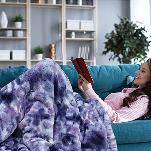 GOQO TOMO Electric Heated Blanket 50" x 60" Throw Wrap with 12 Heating Levels for Home Office Use Gradient Purple-Z5060