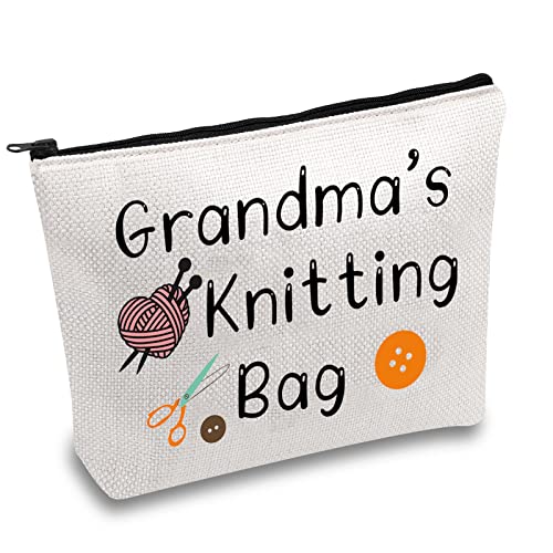 JXGZSO Knitting Project Bag Crochet Makeup Bag Grandma's Knitting Bag Knitting Cosmetic bag Grandma Birthday Gift