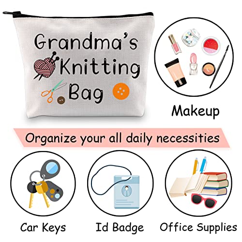 JXGZSO Knitting Project Bag Crochet Makeup Bag Grandma's Knitting Bag Knitting Cosmetic bag Grandma Birthday Gift