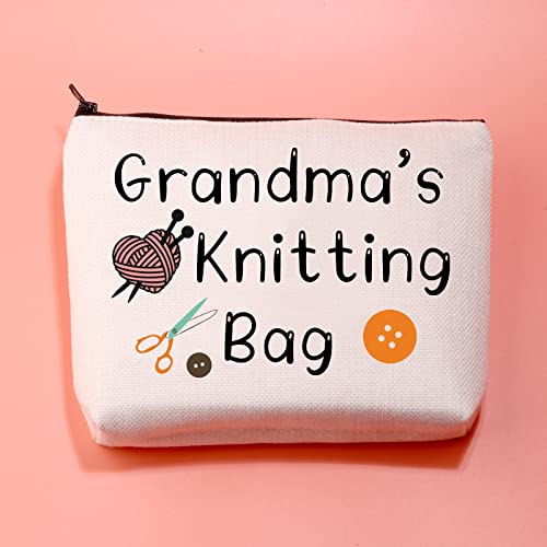 JXGZSO Knitting Project Bag Crochet Makeup Bag Grandma's Knitting Bag Knitting Cosmetic bag Grandma Birthday Gift