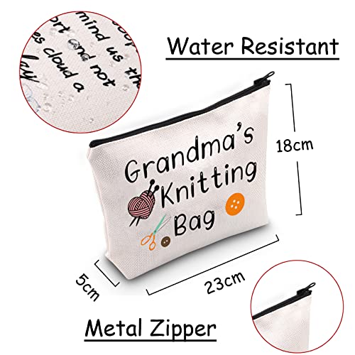 JXGZSO Knitting Project Bag Crochet Makeup Bag Grandma's Knitting Bag Knitting Cosmetic bag Grandma Birthday Gift