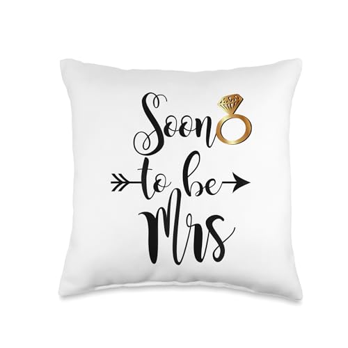 merry christmas Bridal Shower Bride Gift Future Wife Soon to Be Mrs Arrow Throw Pillow, 16x16, Multicolor