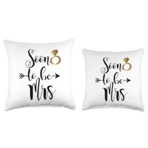 merry christmas Bridal Shower Bride Gift Future Wife Soon to Be Mrs Arrow Throw Pillow, 16x16, Multicolor