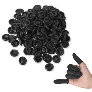 400 pcs disposable latex finger cots protective fingertips gloves black finger sleeves finger protectors fingertip bandages for industrial, beauty and more, 2.4 x 0.8 inch