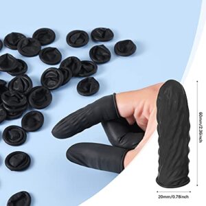 400 Pcs Disposable Latex Finger Cots Protective Fingertips Gloves Black Finger Sleeves Finger Protectors Fingertip Bandages for Industrial, Beauty and More, 2.4 x 0.8 Inch