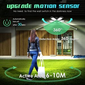 150W Motion Sensor Garage Lights 2 Pack 15000lm Garage Lighting Ultra Bright Motion Activated Garage Light Bulbs with 6 Adjustable Panels Shop Light for Garage Attic Warehouse Workshop Basement