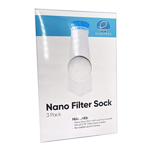 ESHOPPS MANUFACTURER OF AQUARIUM FILTRATIONS Nano Filter Socks | 3 Pack | 2.75 in | 300 Microns | Micron Socks | AIO Filter Socks