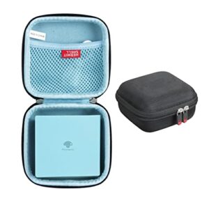 hermitshell travel case for phomemo m02 / phomemo m02 pro/phomemo m02s pocket printer (black outside + light blue inside)