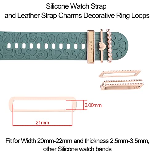 Decorative Rings Loops Compatible with Apple Watch Silicone Bands Charms 45mm 44mm 42mm 41mm 40mm 38mm iWatch Series 8 7 6 5 4 3 2 1 Watchband Metal Diamond Charms Accessories (No Band)