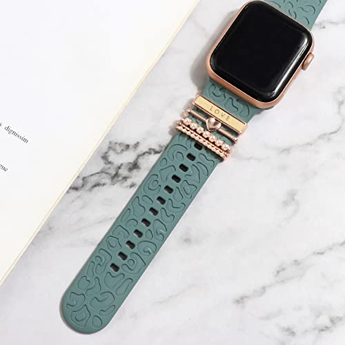 Decorative Rings Loops Compatible with Apple Watch Silicone Bands Charms 45mm 44mm 42mm 41mm 40mm 38mm iWatch Series 8 7 6 5 4 3 2 1 Watchband Metal Diamond Charms Accessories (No Band)