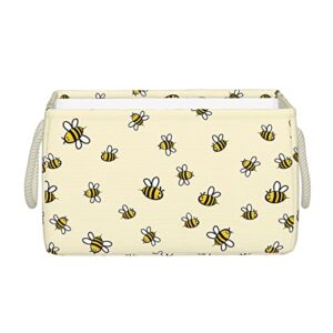 nozidse honey bee rectangular storage baskets for organizing shelves collapsible with handles for shelf closet bathroom cute large fabric storage bin