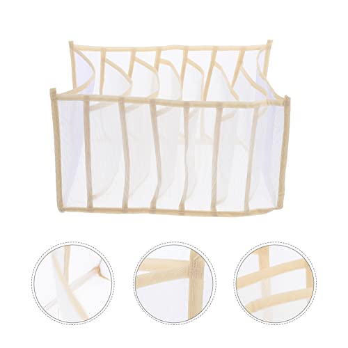 Cabilock Portable Closet Clothing Storage Bags 2PCS Wardrobe Clothes Organizer 7 Grids Jeans Storage Box Foldable Mesh Drawer Organizer for Bedroom Closet Wardrobe (Beige) Scarf Organizer