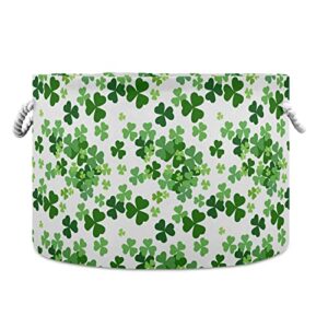 senya st. patrick's day storage basket st. patrick's day lucky clover shamrocks for toys clothes storage bin box laundry hamper organizer bag with handles