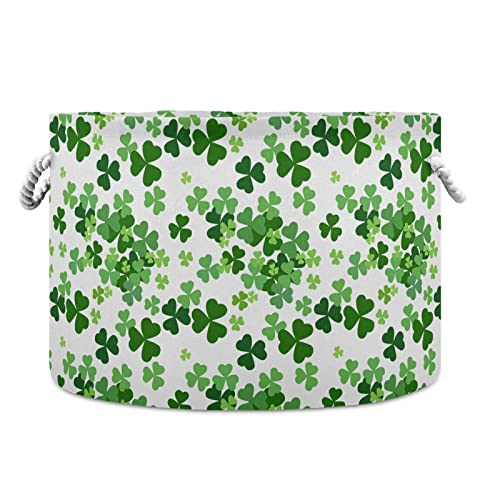 senya St. Patrick's Day Storage Basket St. Patrick's Day Lucky Clover Shamrocks for Toys Clothes Storage Bin Box Laundry Hamper Organizer Bag with Handles