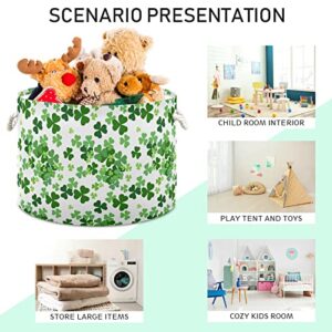 senya St. Patrick's Day Storage Basket St. Patrick's Day Lucky Clover Shamrocks for Toys Clothes Storage Bin Box Laundry Hamper Organizer Bag with Handles