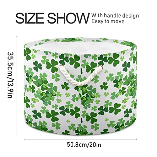 senya St. Patrick's Day Storage Basket St. Patrick's Day Lucky Clover Shamrocks for Toys Clothes Storage Bin Box Laundry Hamper Organizer Bag with Handles