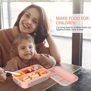 Ylebs Bento Box Lunch Containers for Adults 5 Cup,Bento Boxes with 4 Compartments &Fork,Leak-proof,Microwave/Dishwasher/Freezer Safe,Pink