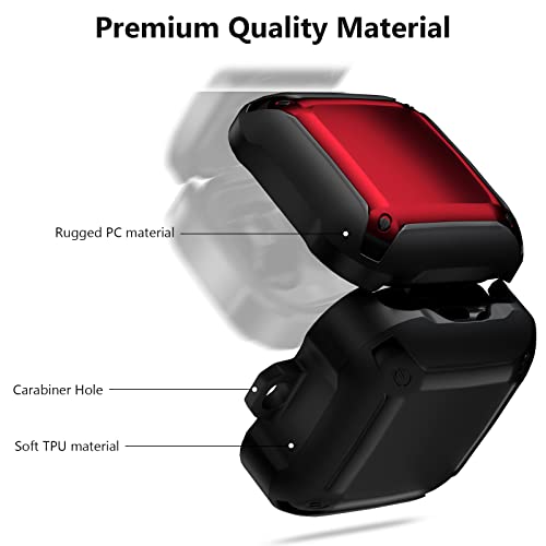 iMangoo for Samsung Galaxy Buds Pro Case Cover,Galaxy Buds 2 Case,Galaxy Buds Live Case, Full-Body Protective Rugged PC Soft TPU Armor Galaxy Buds Carrying Case with Carabiner for Men Women Black/Red