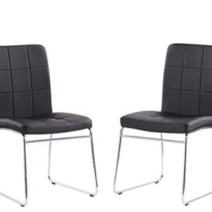 Black Dining Chairs Set of 2 - Sturdy, Fashionable & Multi-Purpose Upholstered Dining Chairs for Dining Room & Kitchen - Easy to Assemble & Clean with Non-Slip Pads by Chrome Alloy Legs