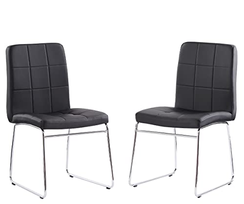 Black Dining Chairs Set of 2 - Sturdy, Fashionable & Multi-Purpose Upholstered Dining Chairs for Dining Room & Kitchen - Easy to Assemble & Clean with Non-Slip Pads by Chrome Alloy Legs