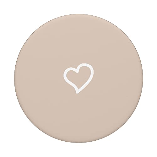 White Hand Drawn Minimalist Heart in Tan Sand Beige PopSockets Swappable PopGrip