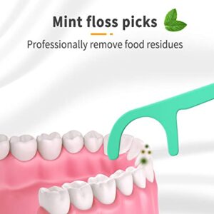 Mint Dental Floss Picks,Tooth Picks Flossers for Adults，600 Count with a Portable Travel Cases Floss