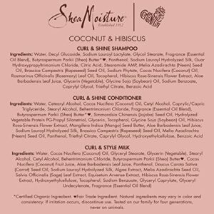 SheaMoisture Moisturize and Define Shampoo, Conditioner and Styling Milk for Curly Hair Care Coconut and Hibiscus with Shea Butter and Coconut Oil