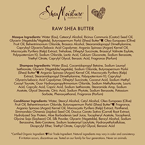 SheaMoisture Deep Moisturizing Hair Care For Curly, Dry and Damaged Hair Raw Shea Butter Sulfate Free Shampoo and Conditioner, Deep Conditioning Hair Treatment with Sea Kelp and Argan Oil