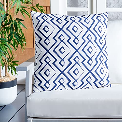 Safavieh Home Collection Lansana Indoor/Outdoor Modern Geometric Navy Blue 18-inch Square Decorative Accent Insert Throw Pillow, 1'6"