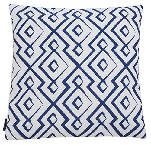 Safavieh Home Collection Lansana Indoor/Outdoor Modern Geometric Navy Blue 18-inch Square Decorative Accent Insert Throw Pillow, 1'6"