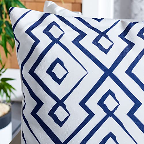 Safavieh Home Collection Lansana Indoor/Outdoor Modern Geometric Navy Blue 18-inch Square Decorative Accent Insert Throw Pillow, 1'6"