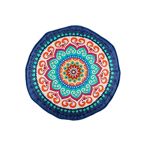 Levtex Home - Fantasia - Decorative Pillow (18in. Round) - Round Medallion - Blue, Orange, Teal and White