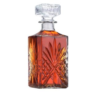 hopourney glass whiskey decanter & liquor decanter 750ml- glass decanter for alcohol bourbon scotch.