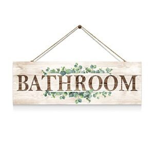 bathroom sign wall decor, bathroom wall art farmhouse bathroom sign wood hanging wall plque decorative for bathroom, christmas gift for home, 4.7x13.7 inch, small