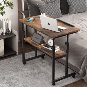 Tribesigns Portable Desk, Height Adjustable Sofa Bedside Laptop Table on Wheels, Small Standing Desk Rolling Computer Cart for Home Office Bedroom Living Room