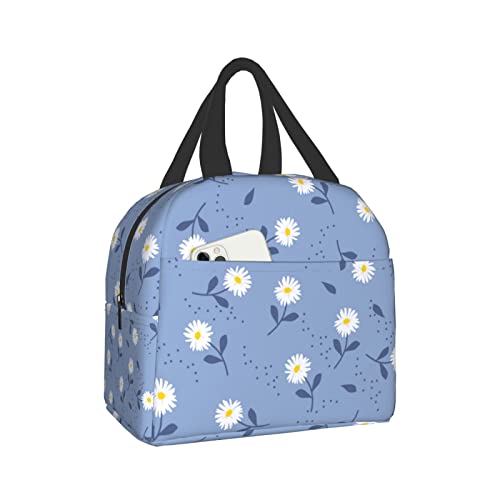 Senheol Cute Daisy Print Lunch Box, Kawaii Small Insulation Lunch Bag, Reusable Food Bag Lunch Containers Bags for Women Men