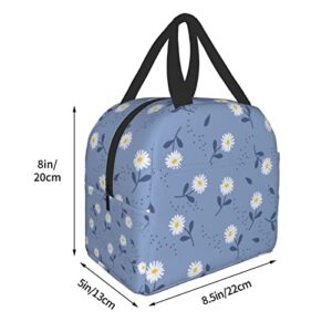 Senheol Cute Daisy Print Lunch Box, Kawaii Small Insulation Lunch Bag, Reusable Food Bag Lunch Containers Bags for Women Men