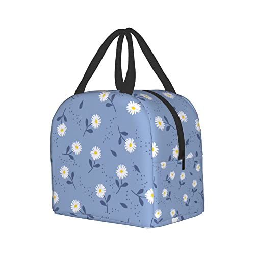 Senheol Cute Daisy Print Lunch Box, Kawaii Small Insulation Lunch Bag, Reusable Food Bag Lunch Containers Bags for Women Men