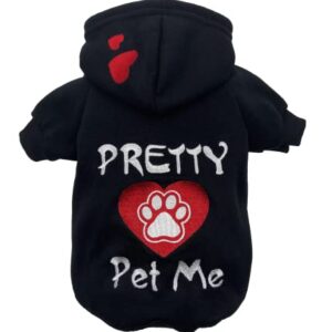 Funny Dog Hoodie for Small Dogs Boy Dog Clothes with Harness Hole Casual Embroidery Patterns Pretty Pet Me Dog Sweatshirt Medium Size Dog Girl (Large)