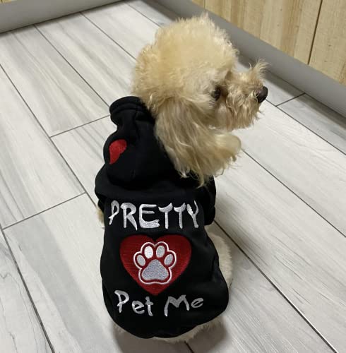 Funny Dog Hoodie for Small Dogs Boy Dog Clothes with Harness Hole Casual Embroidery Patterns Pretty Pet Me Dog Sweatshirt Medium Size Dog Girl (Large)