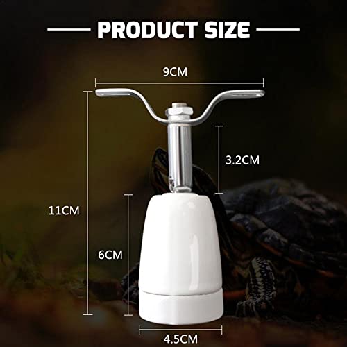 Dehydrator Ceramic E27 Reptile Heat Lamp Holder with ON/Off Button Switch, Reptile Pet Healthy Light Base Rotatable Bulb Holder for Turtle Aquarium Aquatic Reptile Lizard