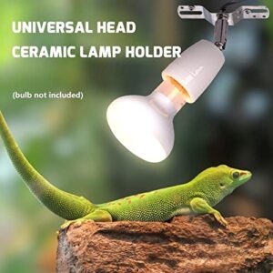 Dehydrator Ceramic E27 Reptile Heat Lamp Holder with ON/Off Button Switch, Reptile Pet Healthy Light Base Rotatable Bulb Holder for Turtle Aquarium Aquatic Reptile Lizard