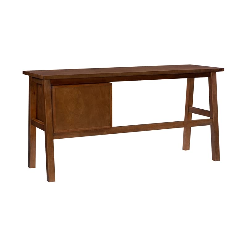 Riverbay Furniture Mid-Century Finn Side Storage Wood Desk in Walnut