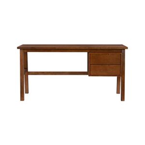 Riverbay Furniture Mid-Century Finn Side Storage Wood Desk in Walnut