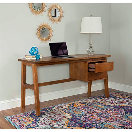 Riverbay Furniture Mid-Century Finn Side Storage Wood Desk in Walnut