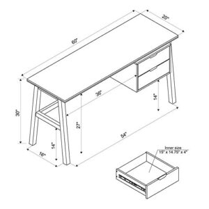 Riverbay Furniture Mid-Century Finn Side Storage Wood Desk in Walnut