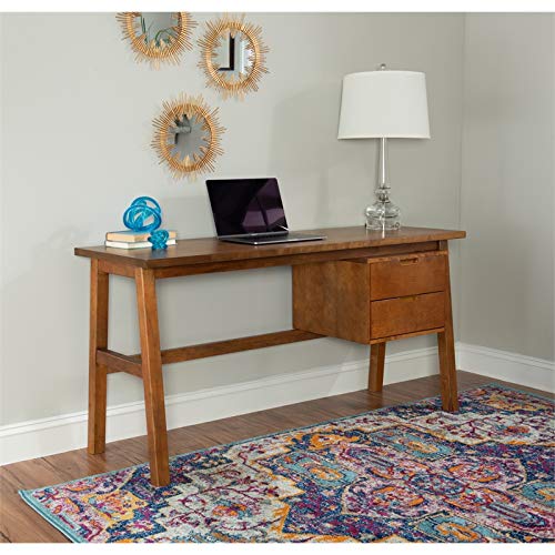 Riverbay Furniture Mid-Century Finn Side Storage Wood Desk in Walnut